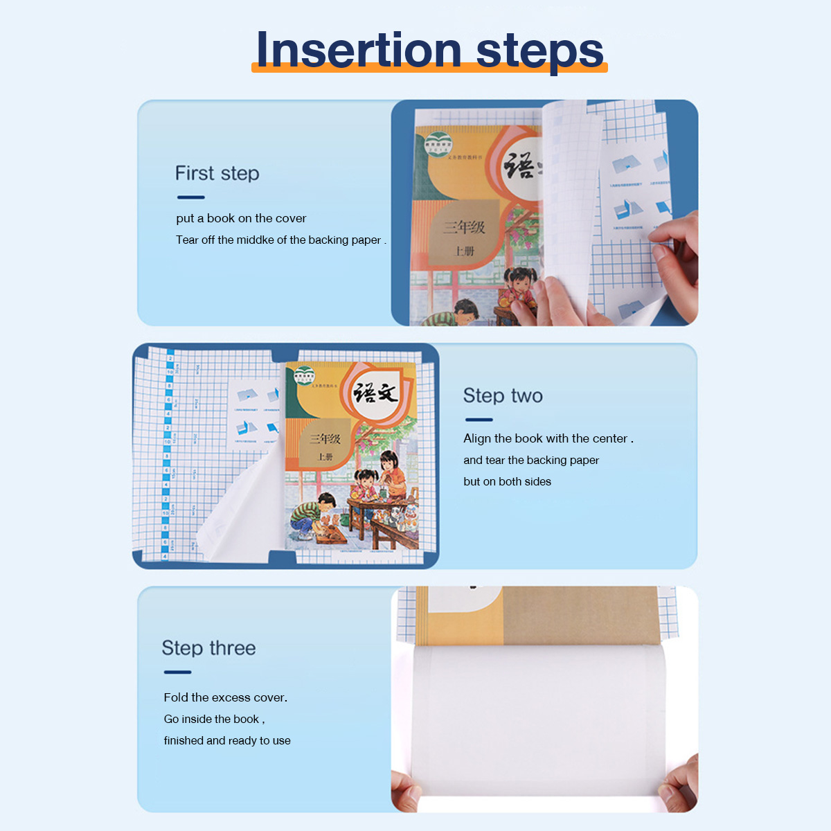 30 Sheets Transparent Self-adhesive Book Wrap Protective Cover S/M/L ...