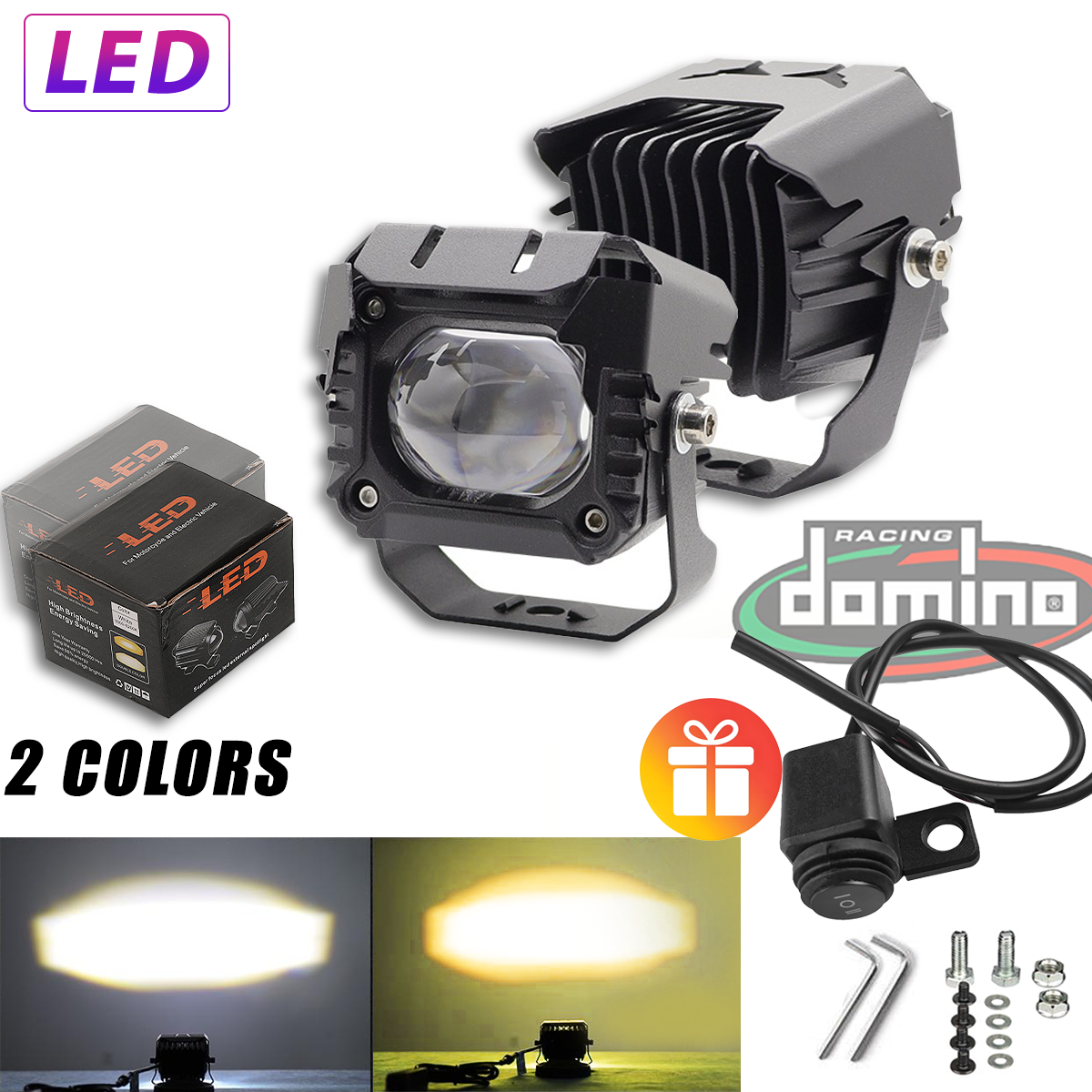 V7 Laser Gun Dual Color Motorcycle Mini Driving Light 30W Hi/Lo ...