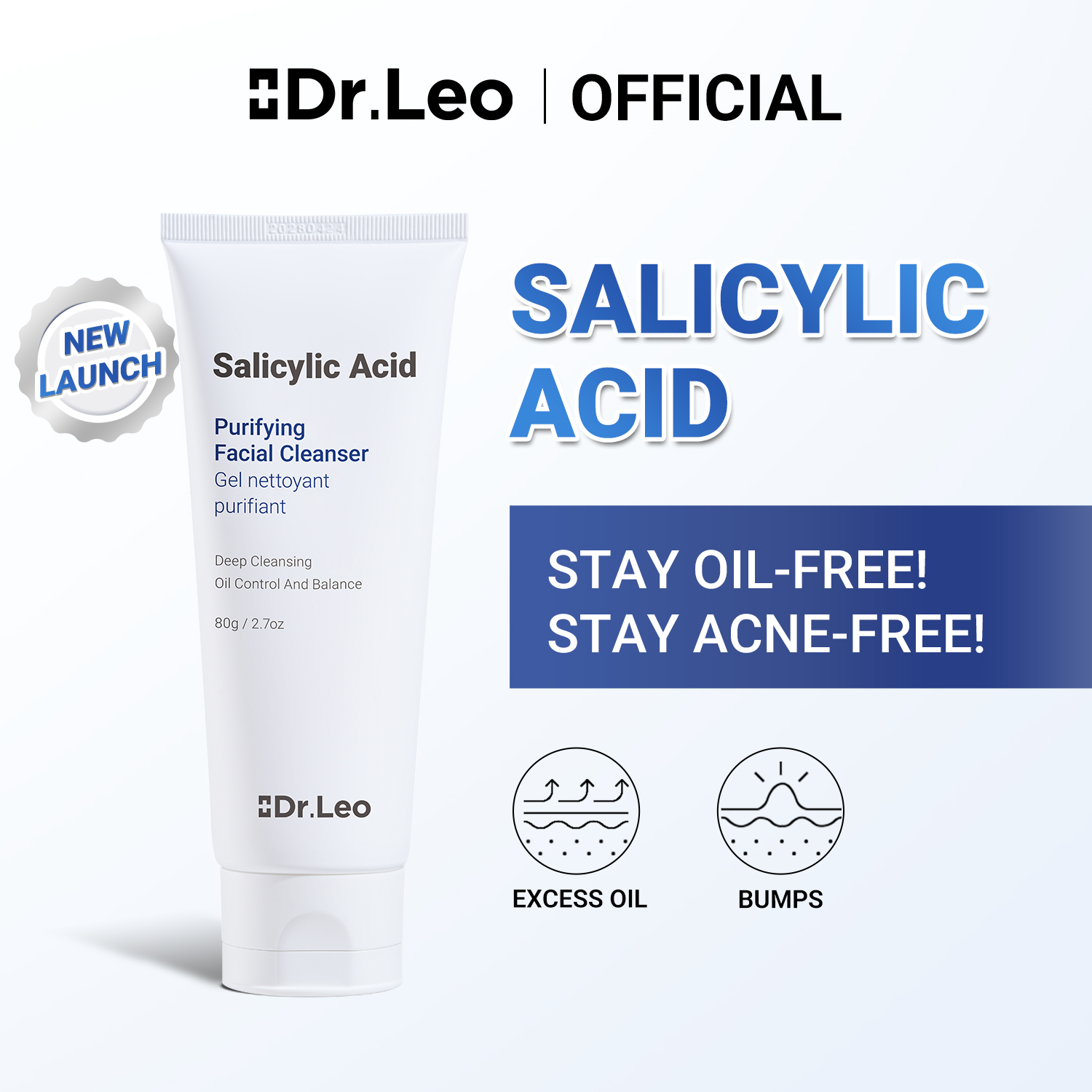 Dr.Leo Facial Wash Salicylic Acid Acne-Fighting Purifying Cleanser Oil ...