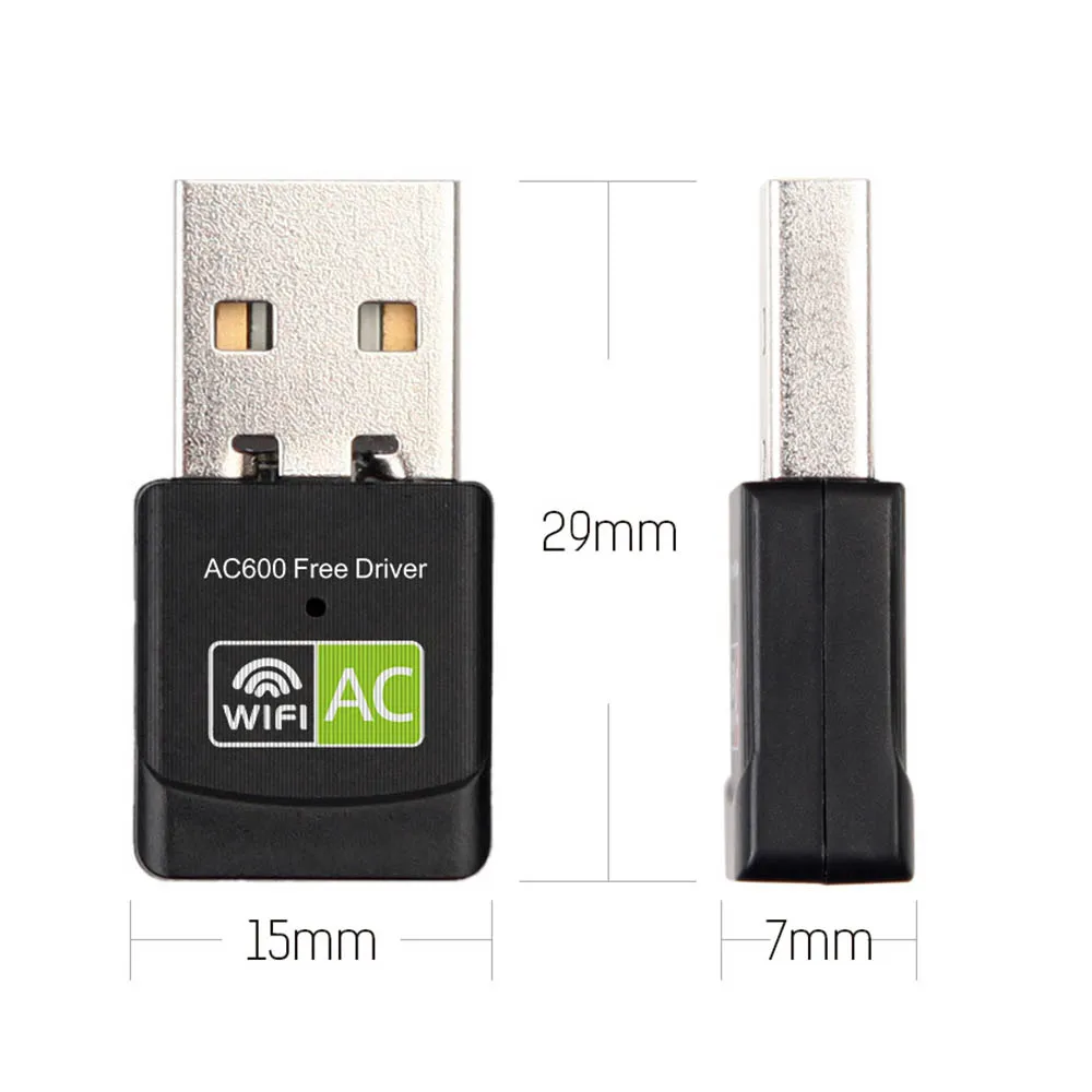 USB WiFi Adapter 600Mbps 2.4G/5GHz Antenna Ethernet Free Driver AC for ...