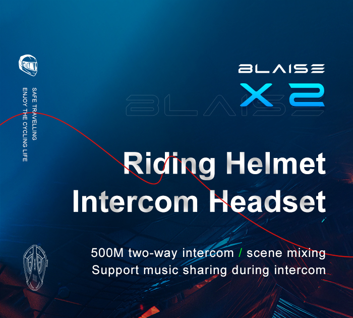 Blaise X2 Intercom 500M Helmet Bluetooth Headset Music sharing while in ...