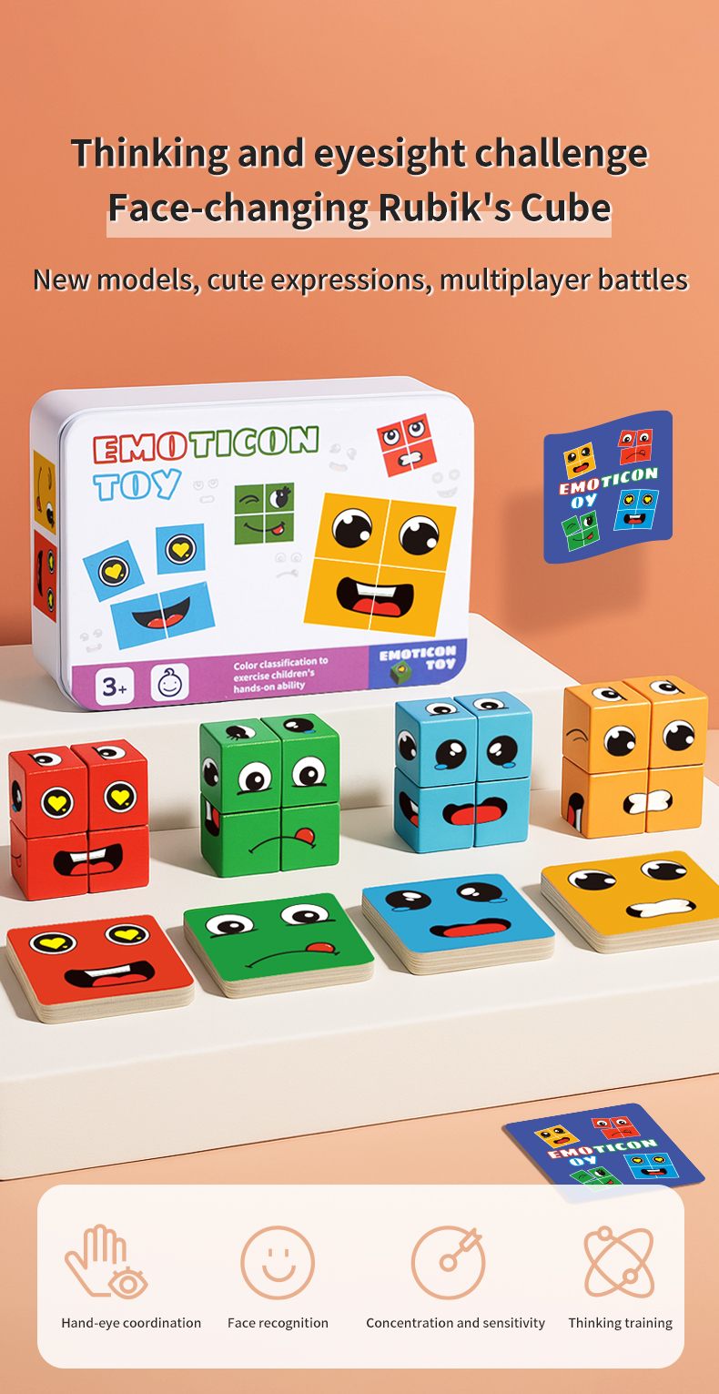 NIKO 72pcs Cards Wooden Face Changing Educational Magic Cube Building ...