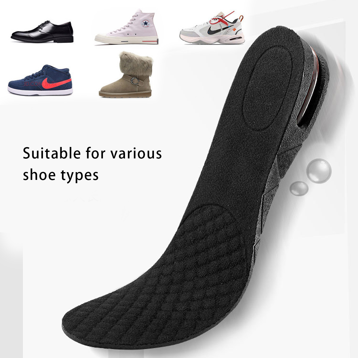 1 Pair Height Increasing Shoe Lifts 3-Layer 2.36 Inch Elevator Insoles ...