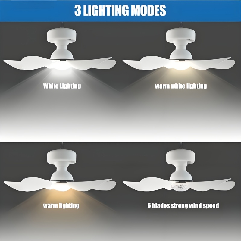 Solar Outdoor Ceiling Fan with Light Portable Solar-powered with Remote ...