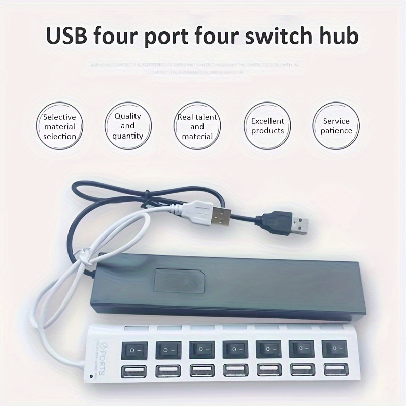 USB Hub Adapter LED Power On Off Switch Multi Usb Ports Extension for ...