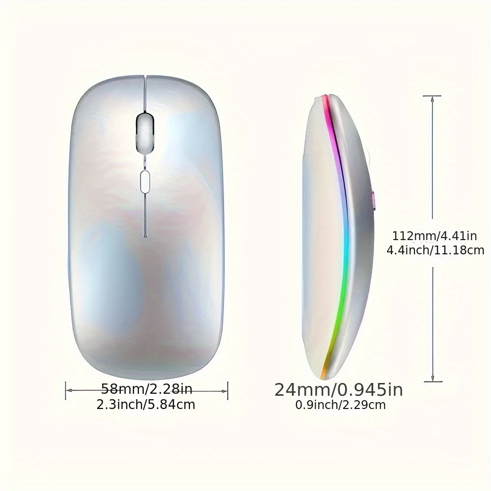 USB Mouse Wireless Rechargeable LED 2.4G Dual Mode Silent Portable ...
