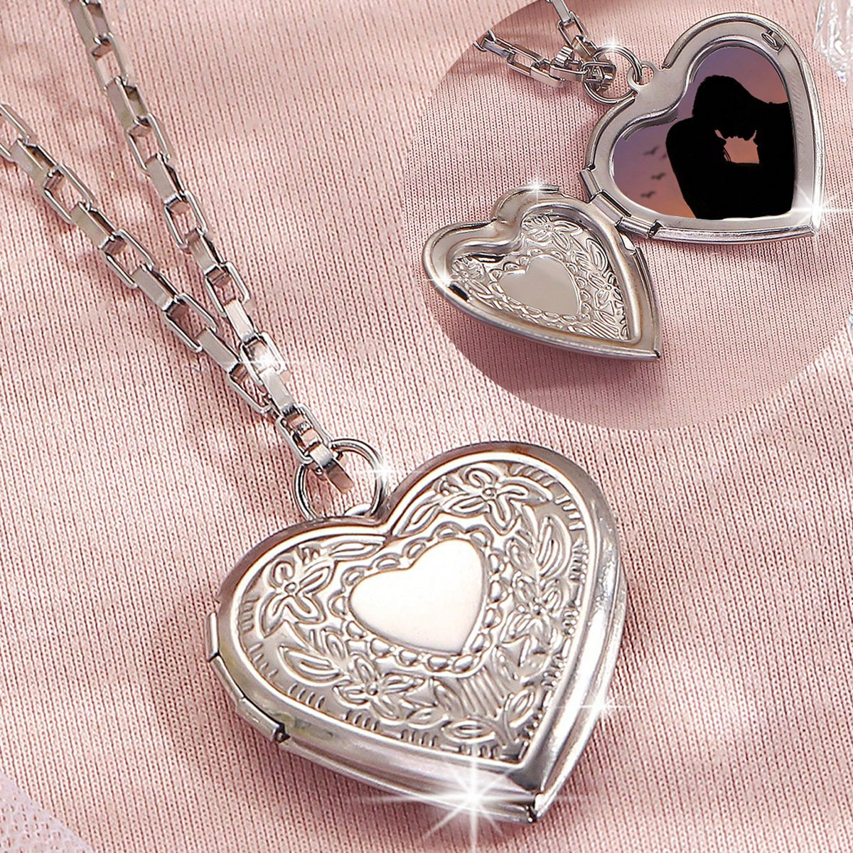 Heart Shape Locket Necklace - Stainless Steel Love Pendant with ...