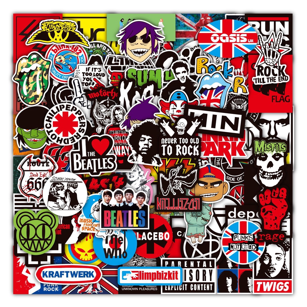 50PCS Punk Rock Band Stickers - Music Themed Decals for Laptop, Guitar ...