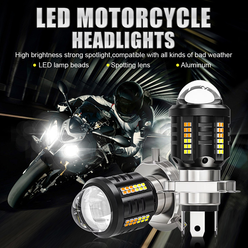 Dualvision H4 H6 LED Motorcycle Light Bulb LED Lens Dual Color White ...
