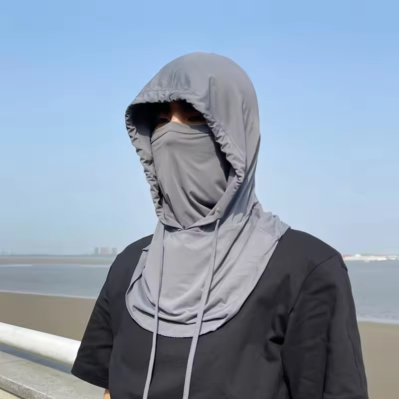Balaclava Hoodie Hat Headscarf Full Face Mask Ice Silk Sunscreen Cap UV ...
