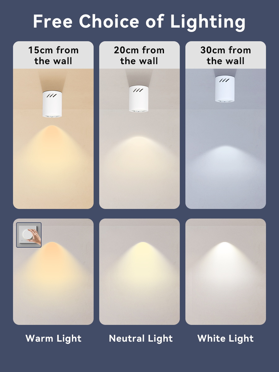 LED Downlight Surface Mounted Pin Light Ceiling Tricolor 4/5inch ...