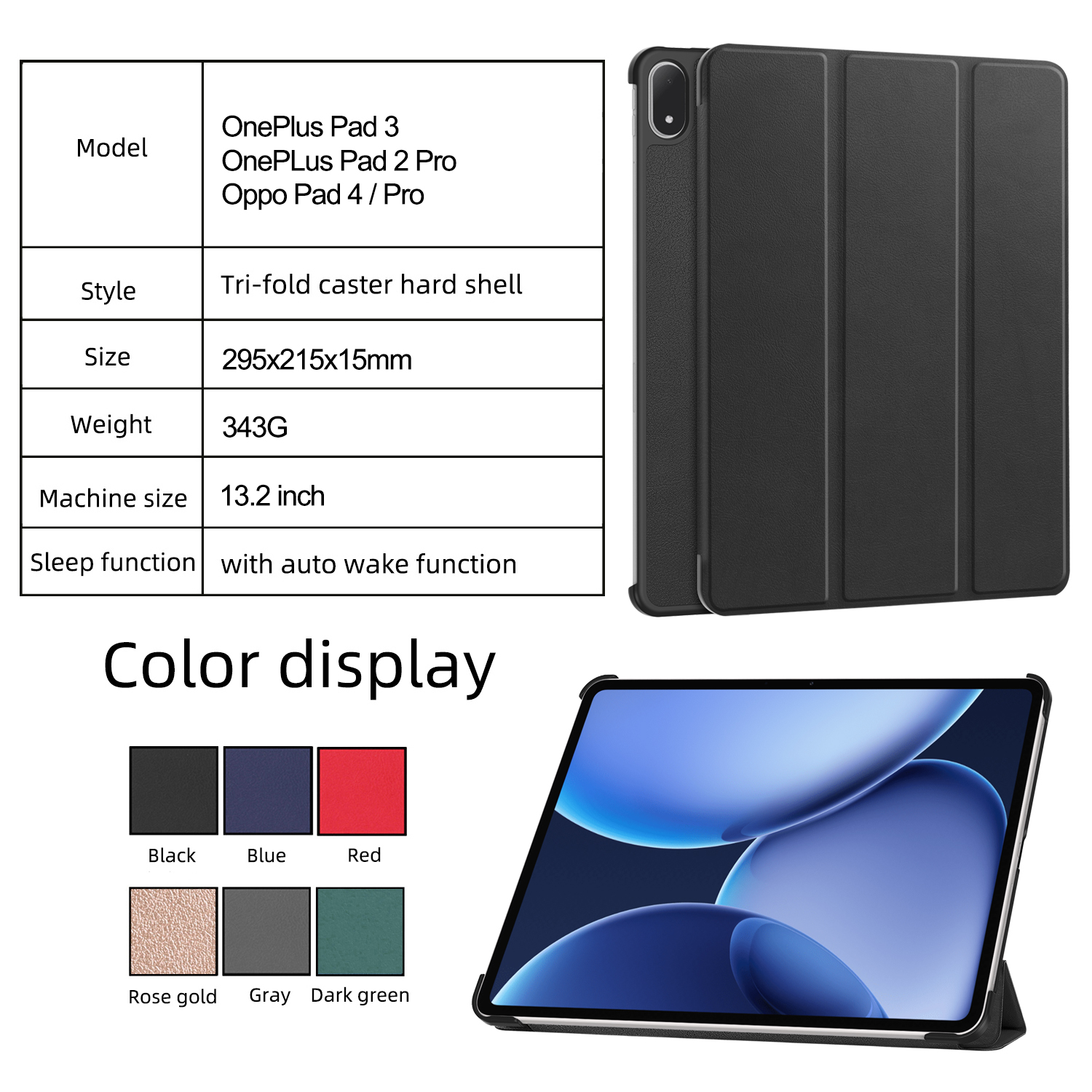 For OnePlus Pad 2 Pro 2025 One Plus Pad 3 (13.2") 1+ Pad3 Tri-fold ...