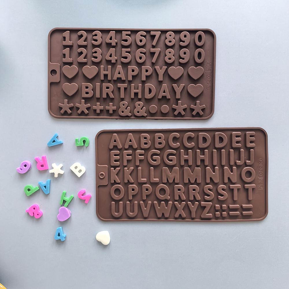 1 set of Alphabet and Number Chocolate Molds, Silicone Candy Molds for ...