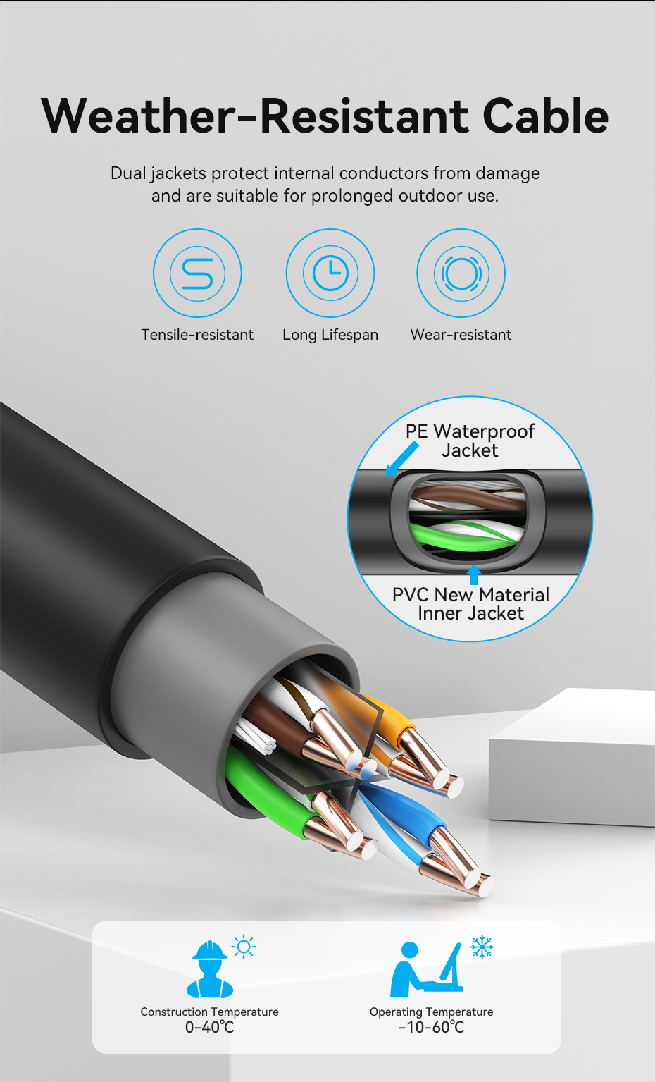 Vention Cat6 UTP Outdoor Ethernet Patch Cable 100M 200M 305M 1000Mbps ...