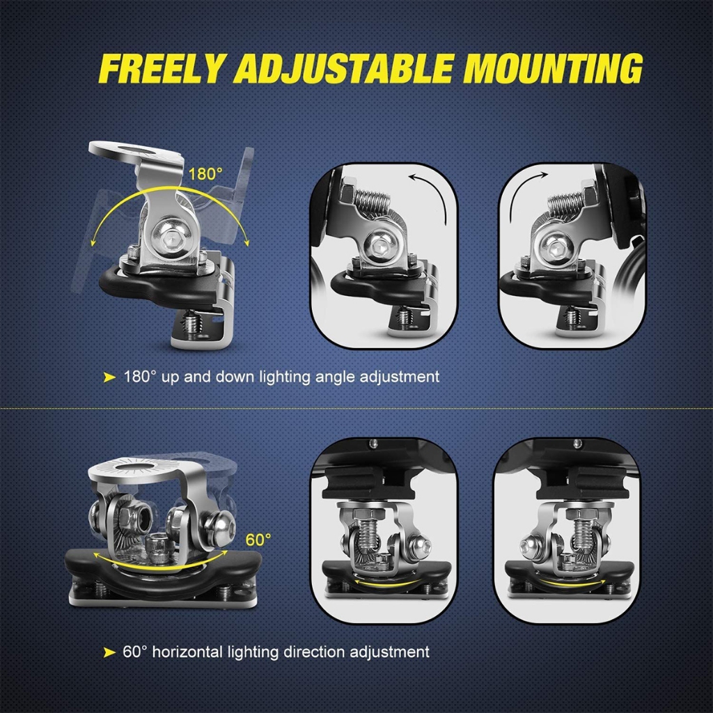 2 Pcs Stainless Steel Universal Cars Auto Hood LED Work Light Bracket ...
