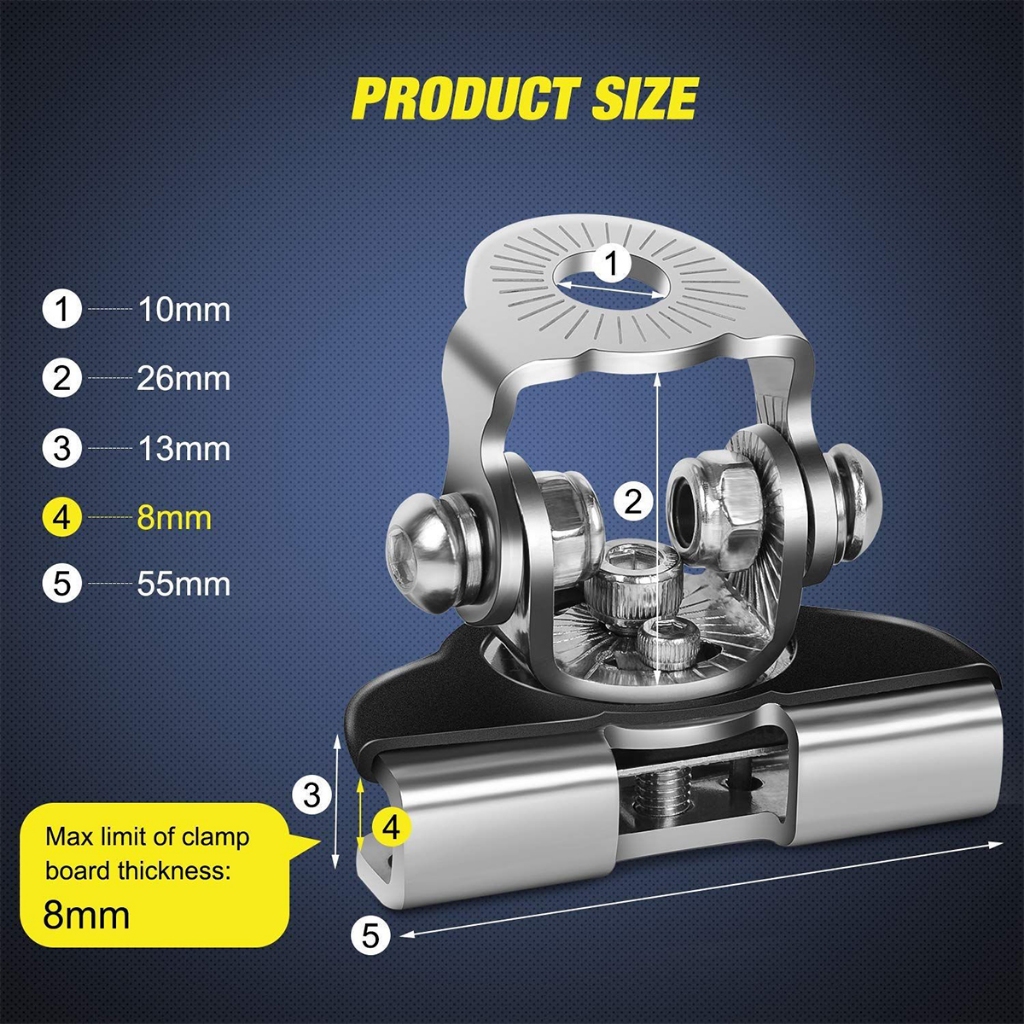 2 Pcs Stainless Steel Universal Cars Auto Hood LED Work Light Bracket ...