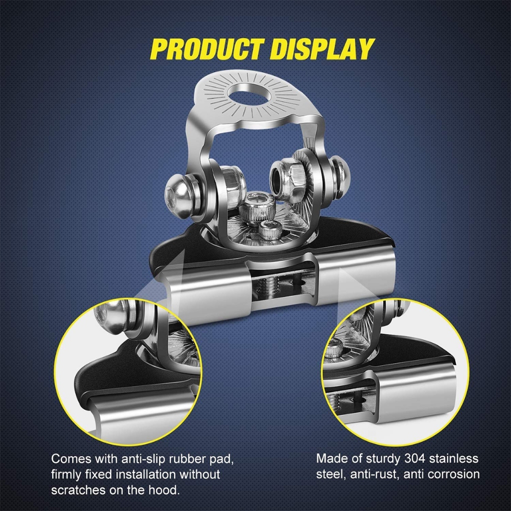 2 Pcs Stainless Steel Universal Cars Auto Hood LED Work Light Bracket ...