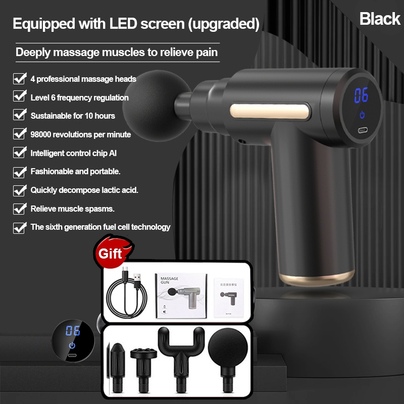 Massager Gun Vibrating Quiet Electric Fascial Gun with 6 Heads for ...