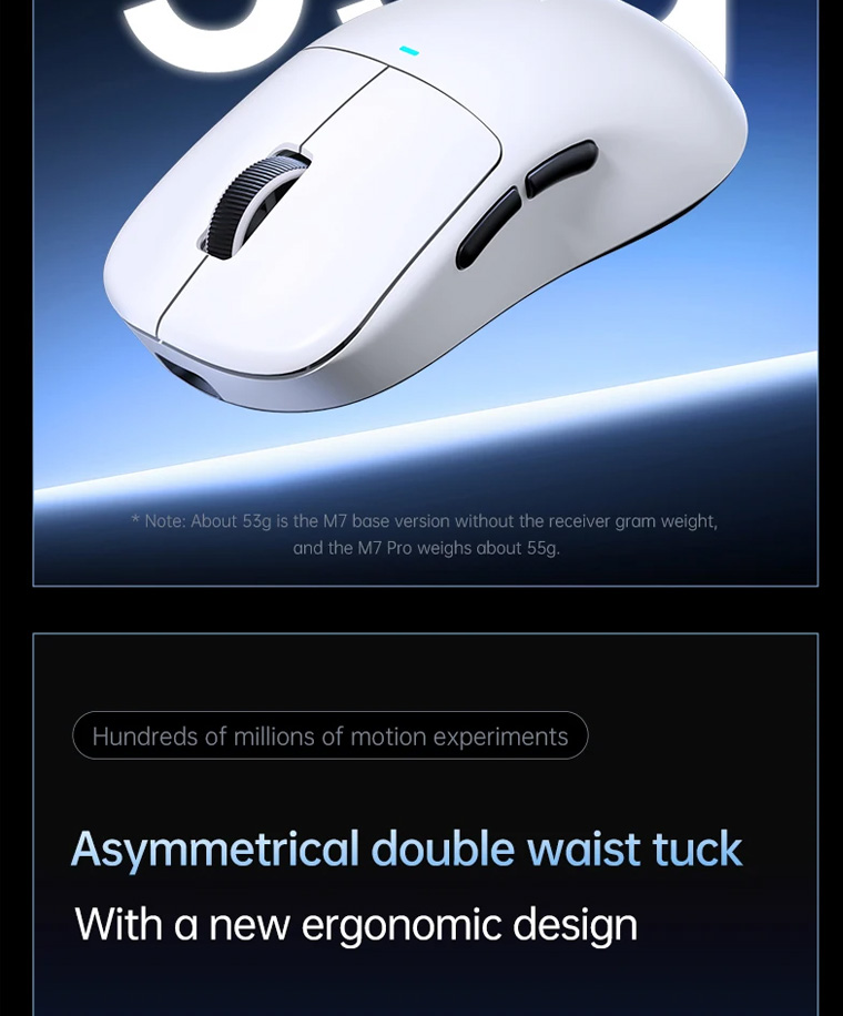 MCHOSE M7 Ultra Three mode wireless game video game mouse, original PAW3395 26000DPI, no hole ...