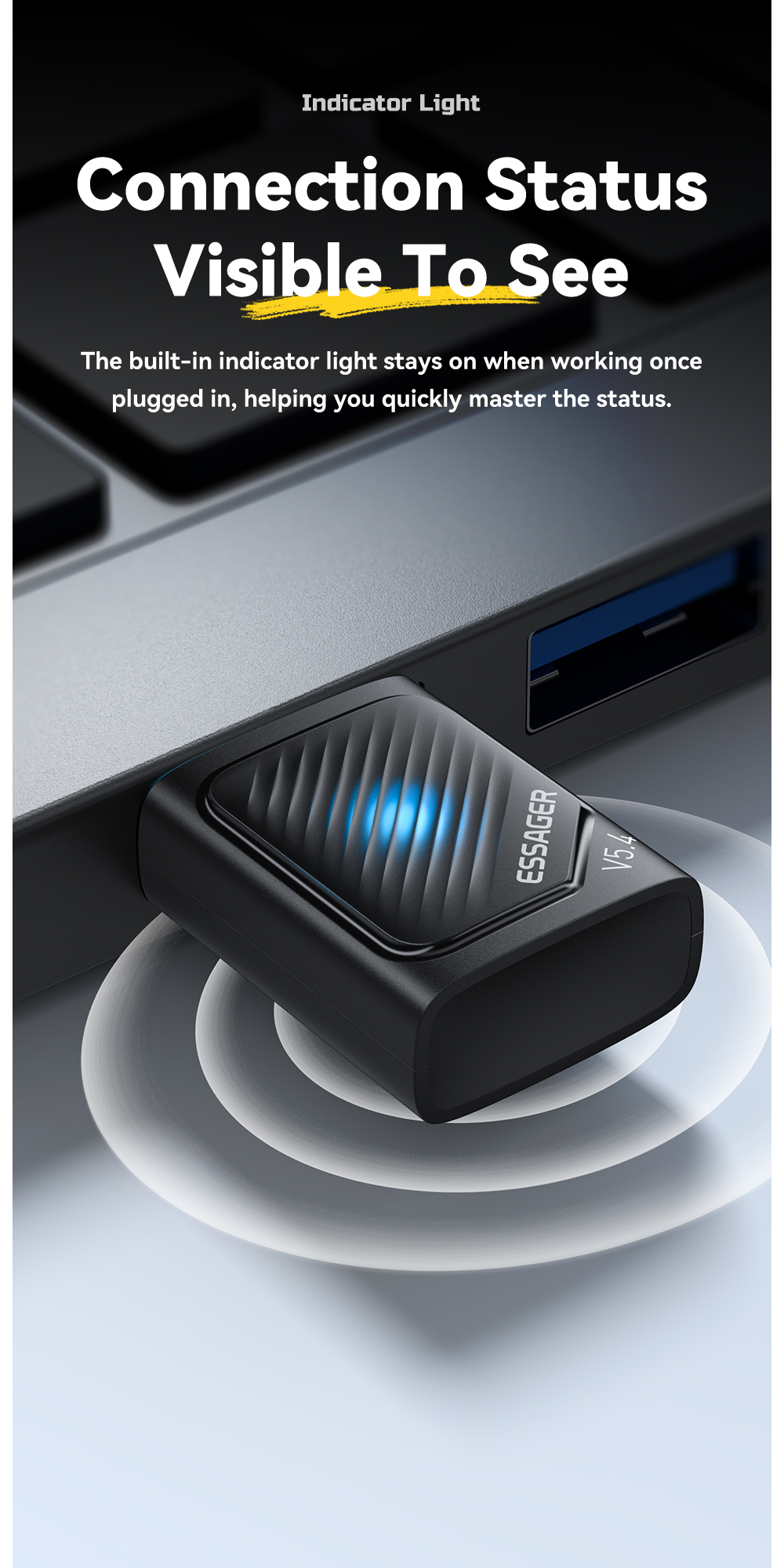 Essager 4/5.3/5.0 Bluetooth Adapter PC Computer Bluetooth Wireless ...