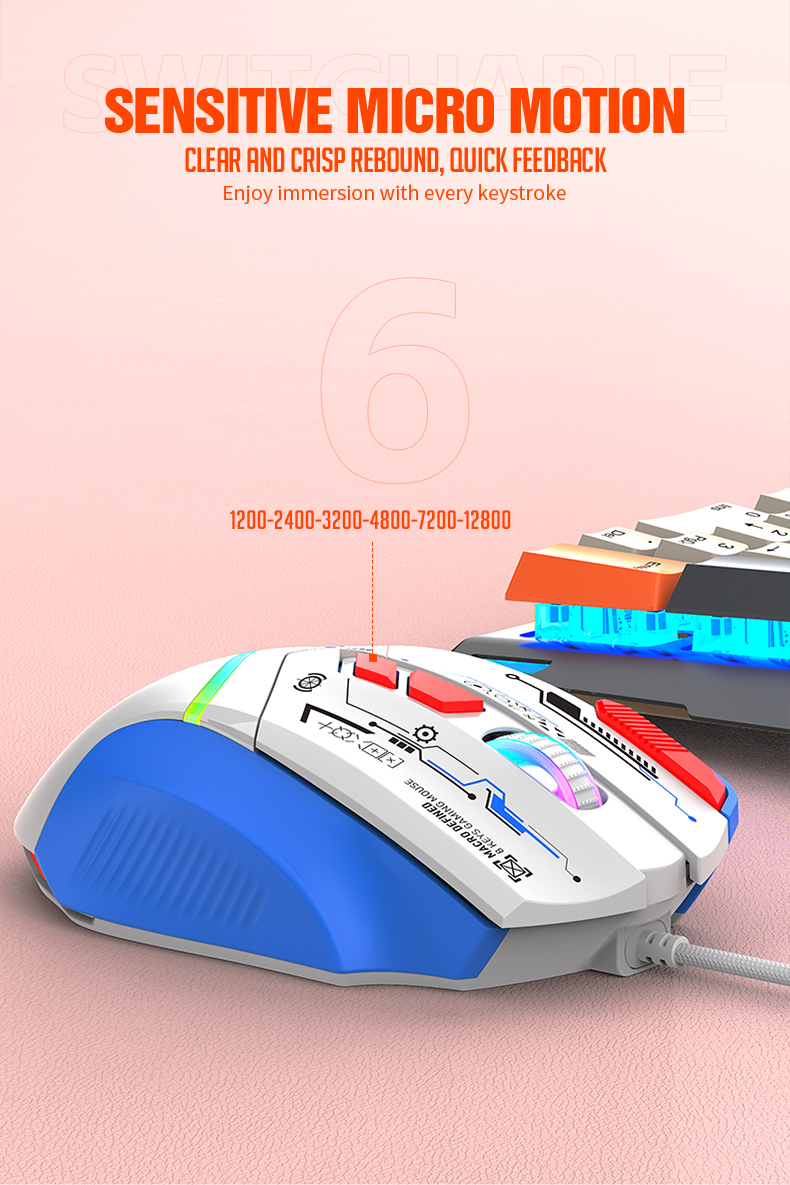 XUNFOX G7 Wired Gaming Mouse With RGB Lighting High-Precision 12800 DPI ...