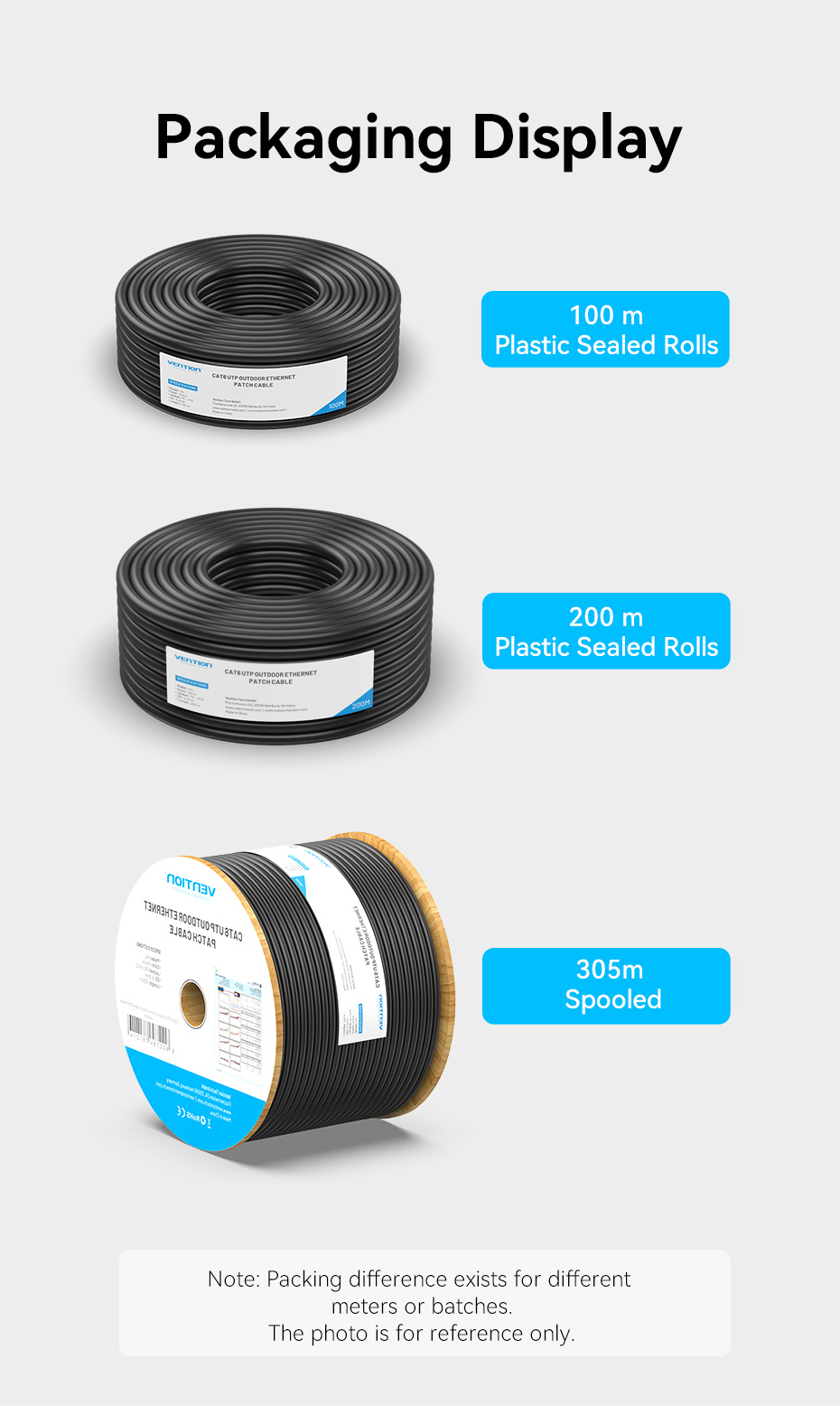 Vention Cat6 UTP Outdoor Ethernet Patch Cable 100M 200M 305M 1000Mbps ...