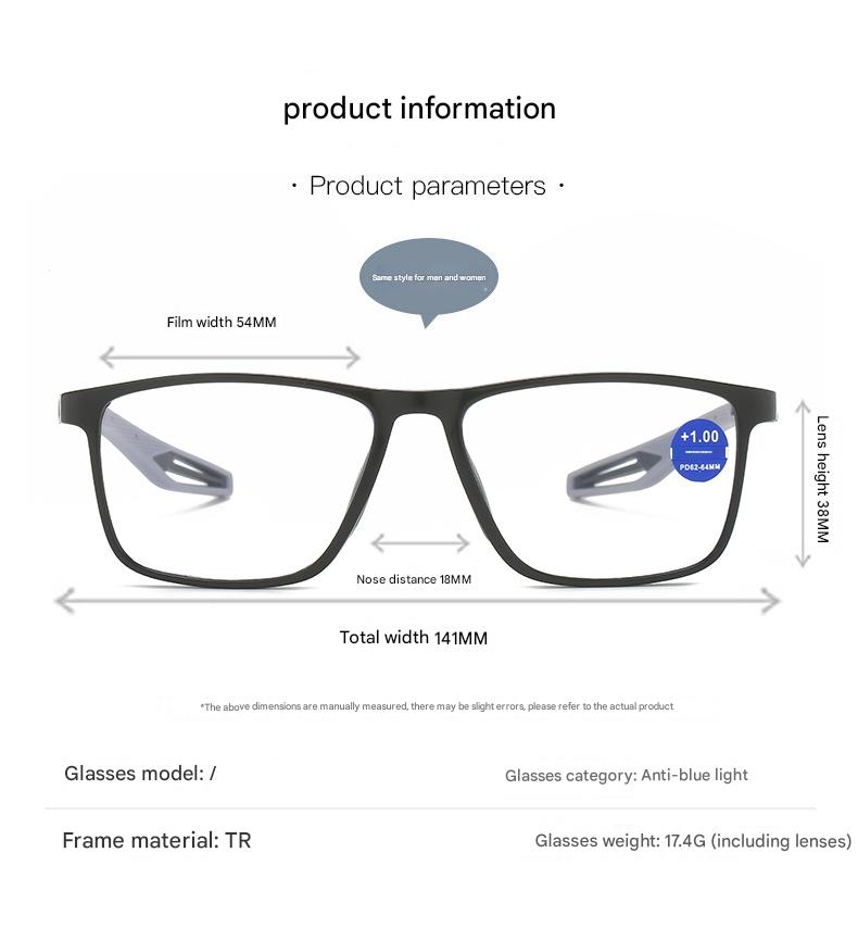 2025 TR90 Sports Reading Glasses For Men Anti Blue Light Spring Hinge Presbyopia +1 00 To +4 00 ...