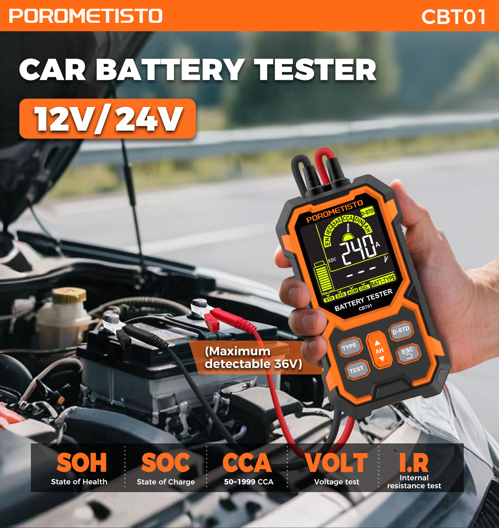 Smart Car Battery Tester 12/24V Digital Car Battery Capacity Tester ...