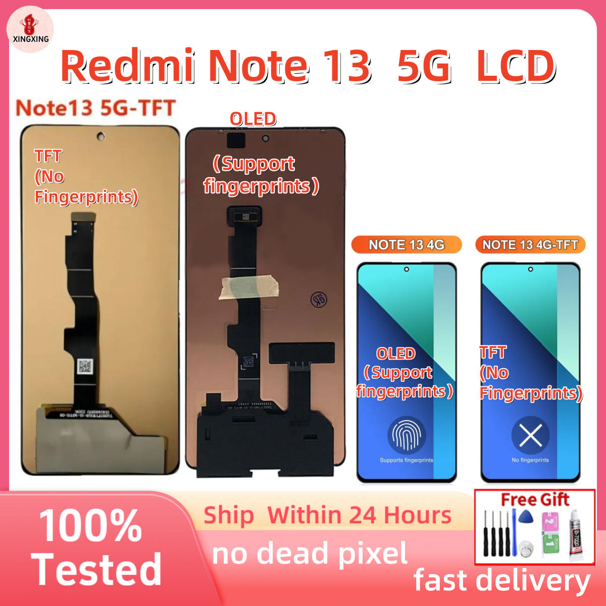 For Redmi Note 13 4G /Redmi Note 5G/Redmi Note 13 Pro 4G /Redmi Note 14 ...