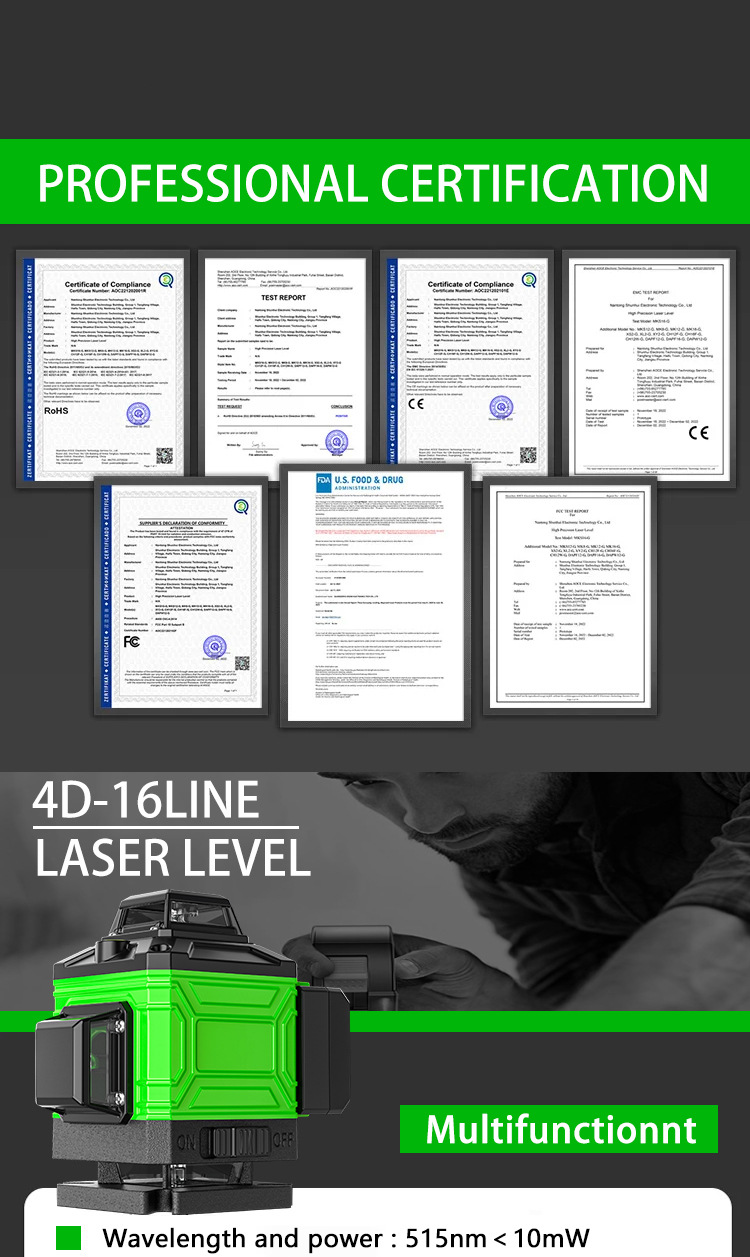 Laser Level 8/12/16Lines Green Light Laser Level Digital Level Auto ...