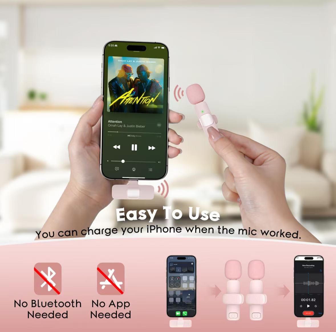 K9 Microphone Wireless Lapel Mic for Teaching Mini Mike for Vlog ...