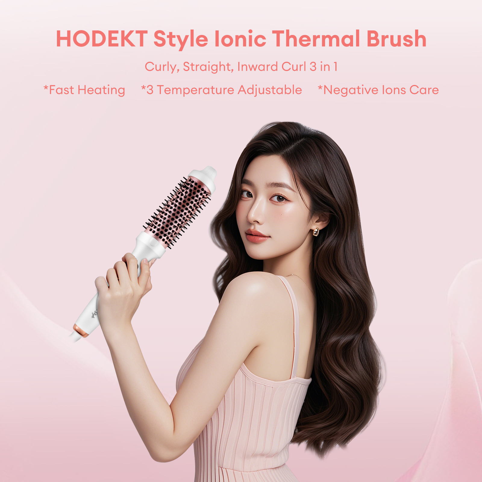 HODEKT 2 in 1 Hair Comb Hair Straightener Hair Curler Digital Display ...