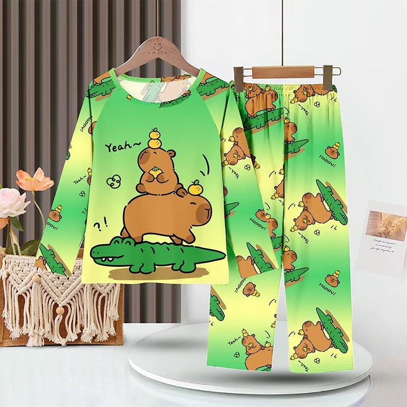 Capybara Children Casual Pajamas 2025 Spring Kid Long Sleeve Cartoon ...