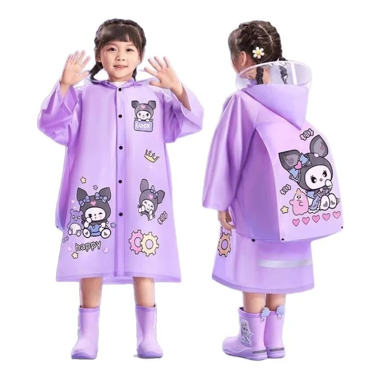 COD Unicorn cartoon raincoat EVA raincoat for kids Boys and girls Pupils with bags Full body ...