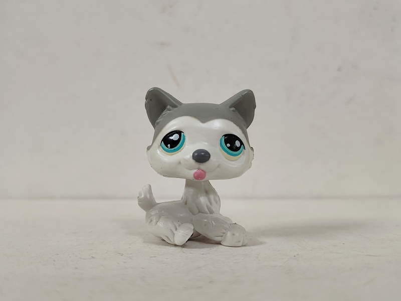 LPS Action Figure littlest pet shop Husky Grey White Dog #69 Blue Dot ...