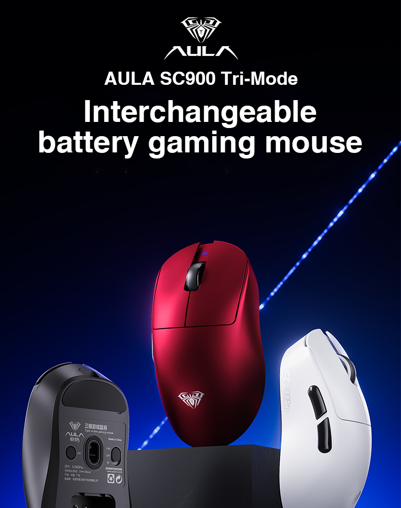 AULA SC900 Wireless Mouse Lightweight Esports Tri-Mode 6-level DPI ...