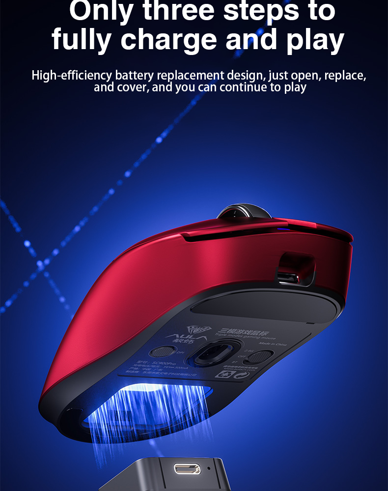 AULA SC900 Wireless Mouse Lightweight Esports Tri-Mode 6-level DPI ...
