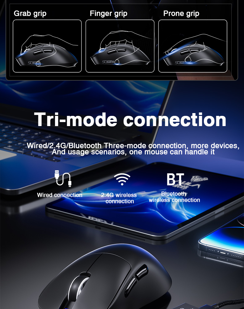 AULA SC900 Wireless Mouse Lightweight Esports Tri-Mode 6-level DPI ...