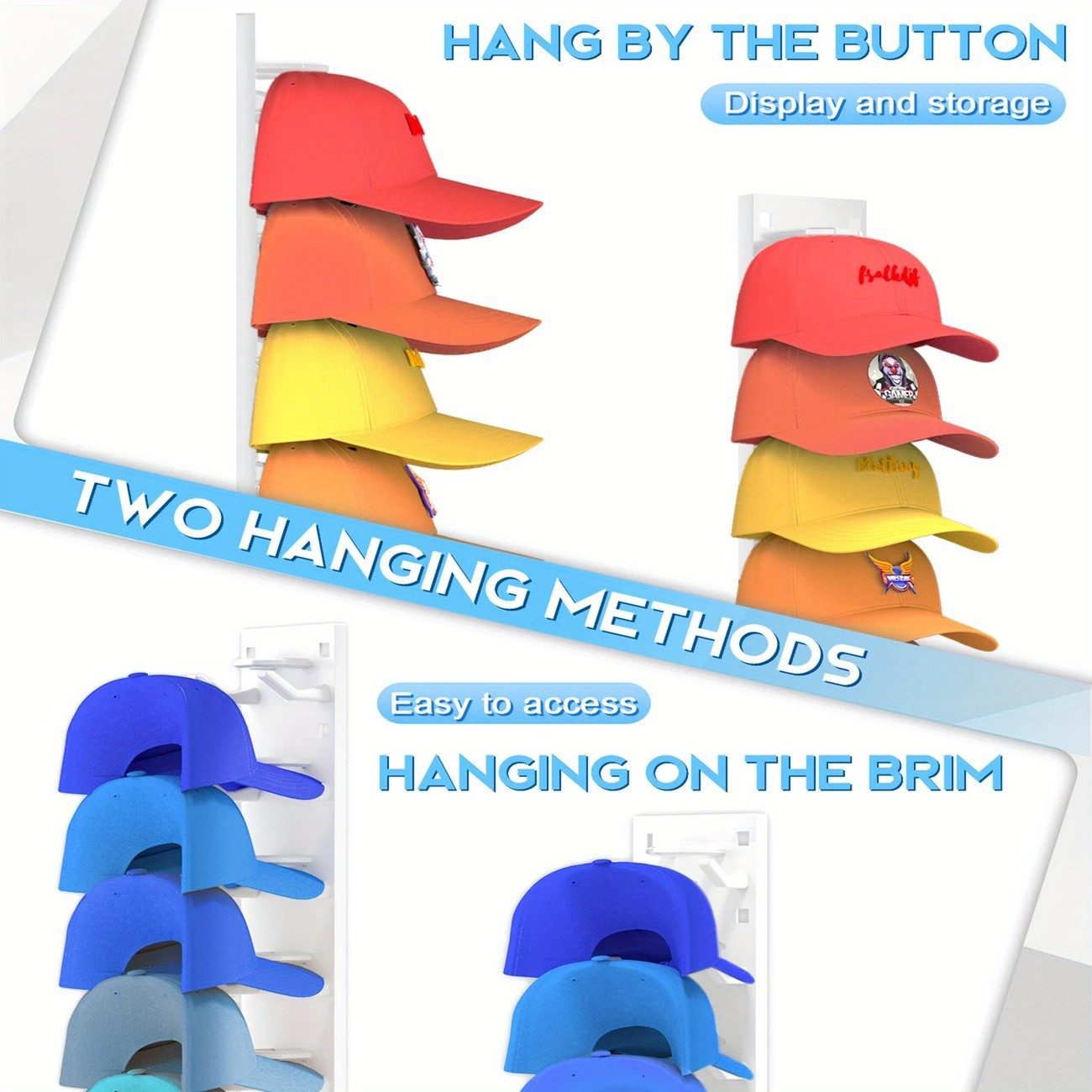 1/2-piece Wall-mounted Baseball Cap Storage Rack Multi-layer Cap ...