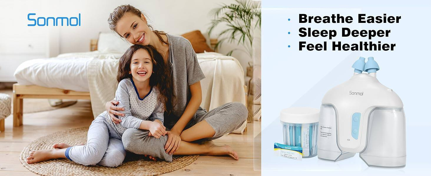 Sonmol Electric Nasal Irrigation System with 50 SaltPods Suction Irrigator Nose Washer Sinus ...