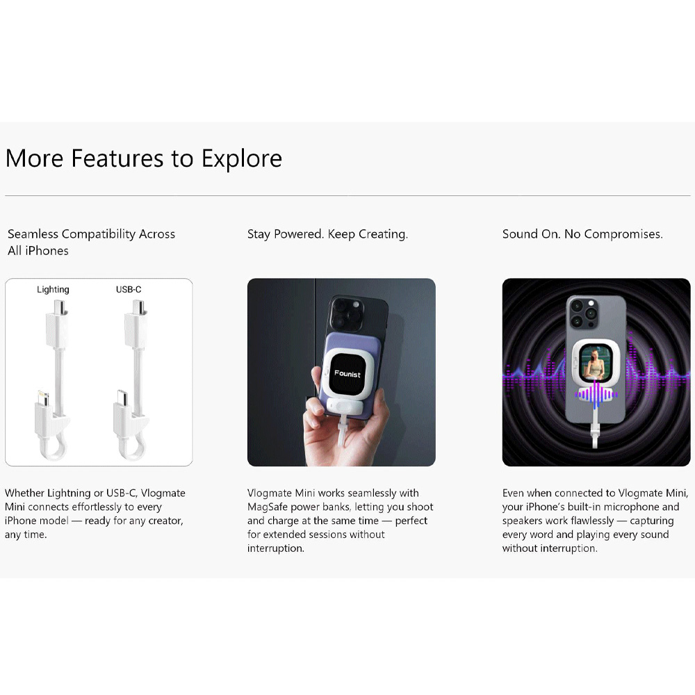 Founist Vlogmate Mini selfie Recording display screen USB-C/Lightning ...