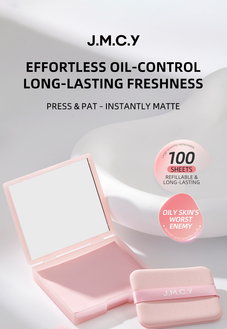 【Oil Control】JMCY 3-in-1Oil Blotting Paper with Mirror Oil Control Puff ...
