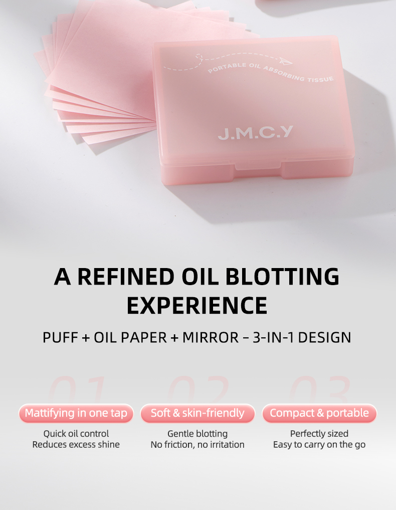 【Oil Control】JMCY 3-in-1Oil Blotting Paper with Mirror Oil Control Puff ...