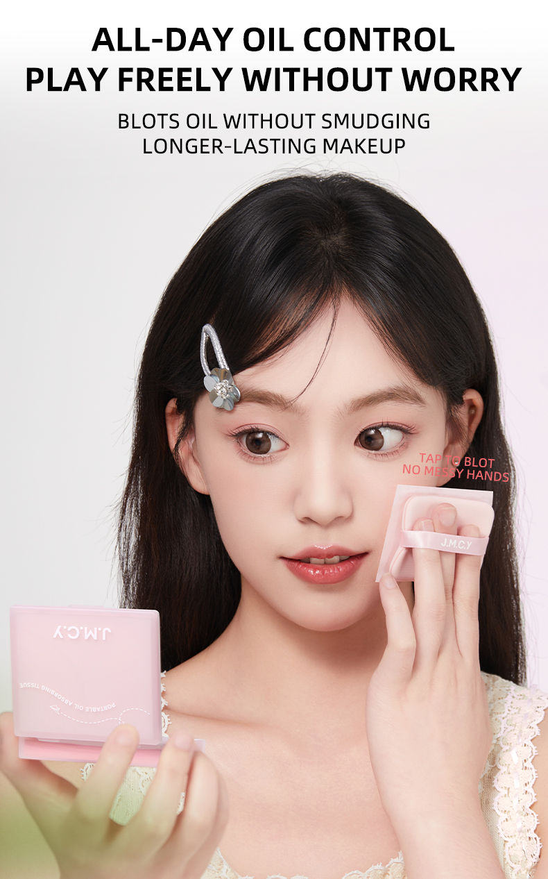 【Oil Control】JMCY 3-in-1Oil Blotting Paper with Mirror Oil Control Puff ...