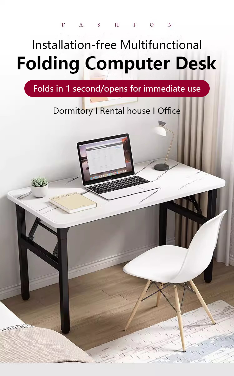 MEITESI portable table folding 100CM solid wood computer table Office ...