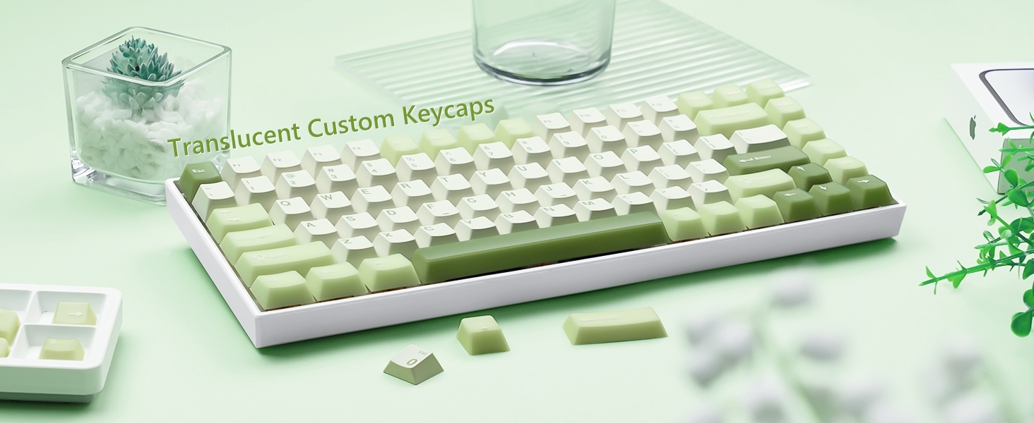 Womier Jade+PBT Keycaps Milk Green Translucent Key Caps Set 129 Keys ...