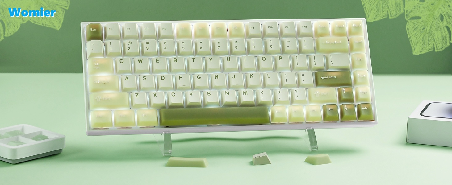 Womier Jade+PBT Keycaps Milk Green Translucent Key Caps Set 129 Keys ...