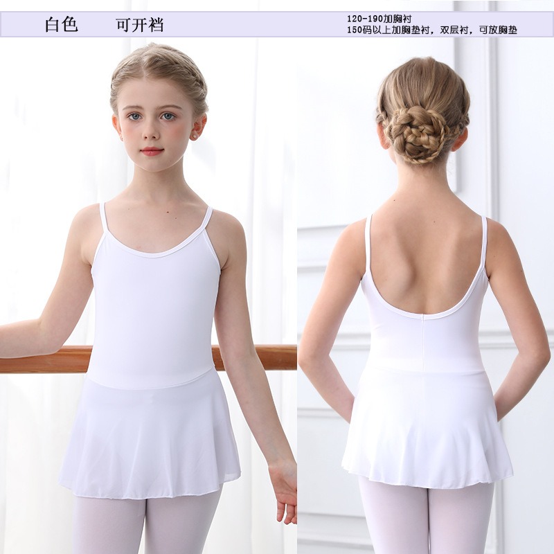 White Ballet Leotard Dress for Kids Chiffon Skirted Leotard Girls ...