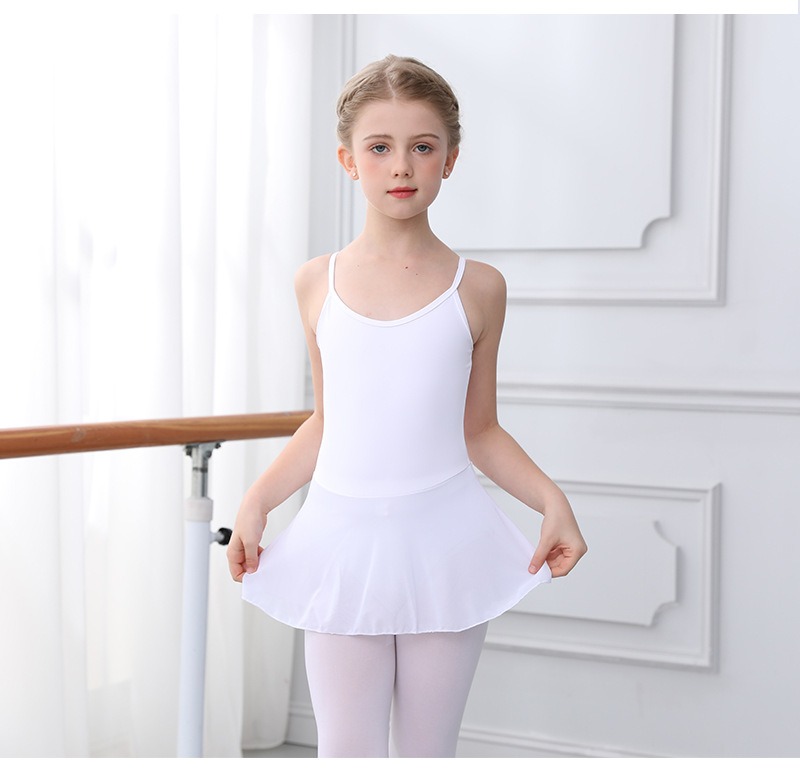 White Ballet Leotard Dress for Kids Chiffon Skirted Leotard Girls ...