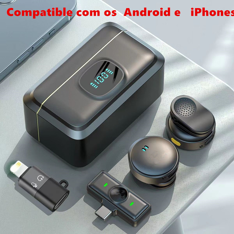 Wireless Lapel Microphone Magnetic Mic with Charging Box for Cellphone ...